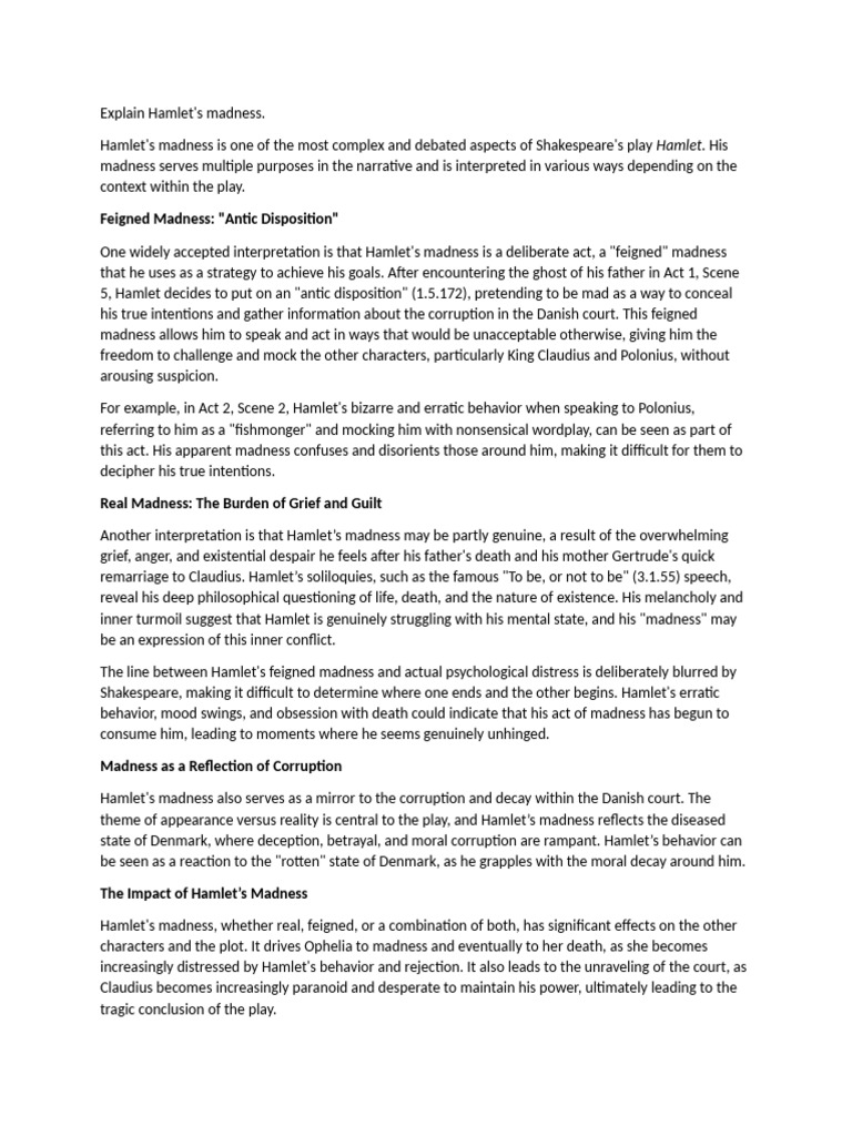 Hamlet's Madness | PDF | Hamlet | Philosophy