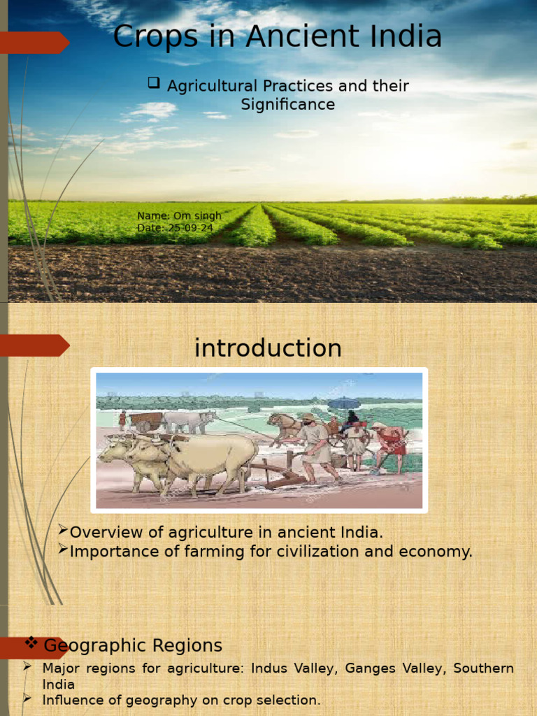 Crops in Ancient India: Agricultural Practices and Their Significance | PDF
