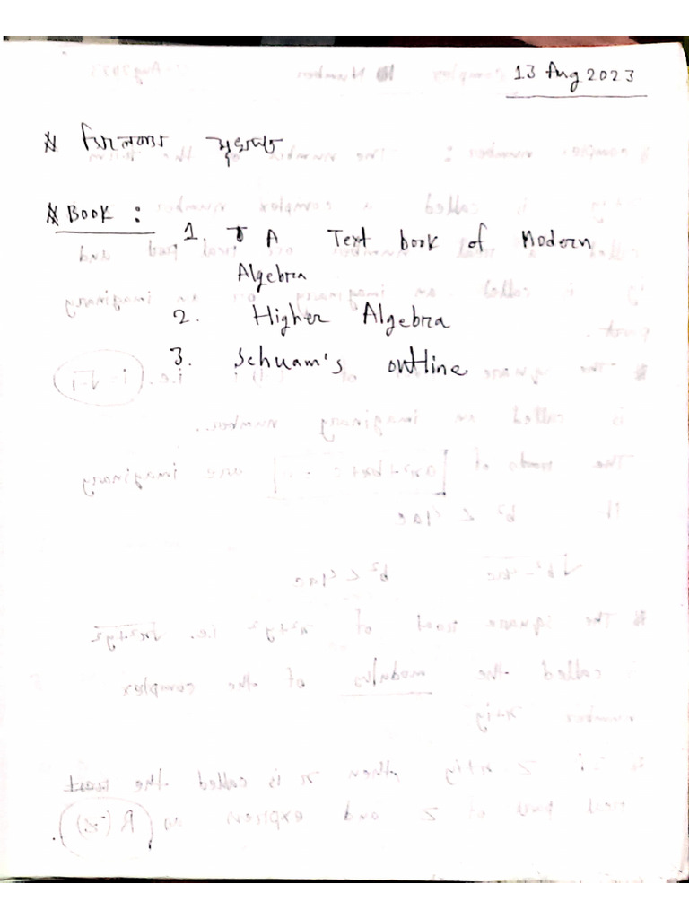 Basic Algebra Class Lectures | PDF