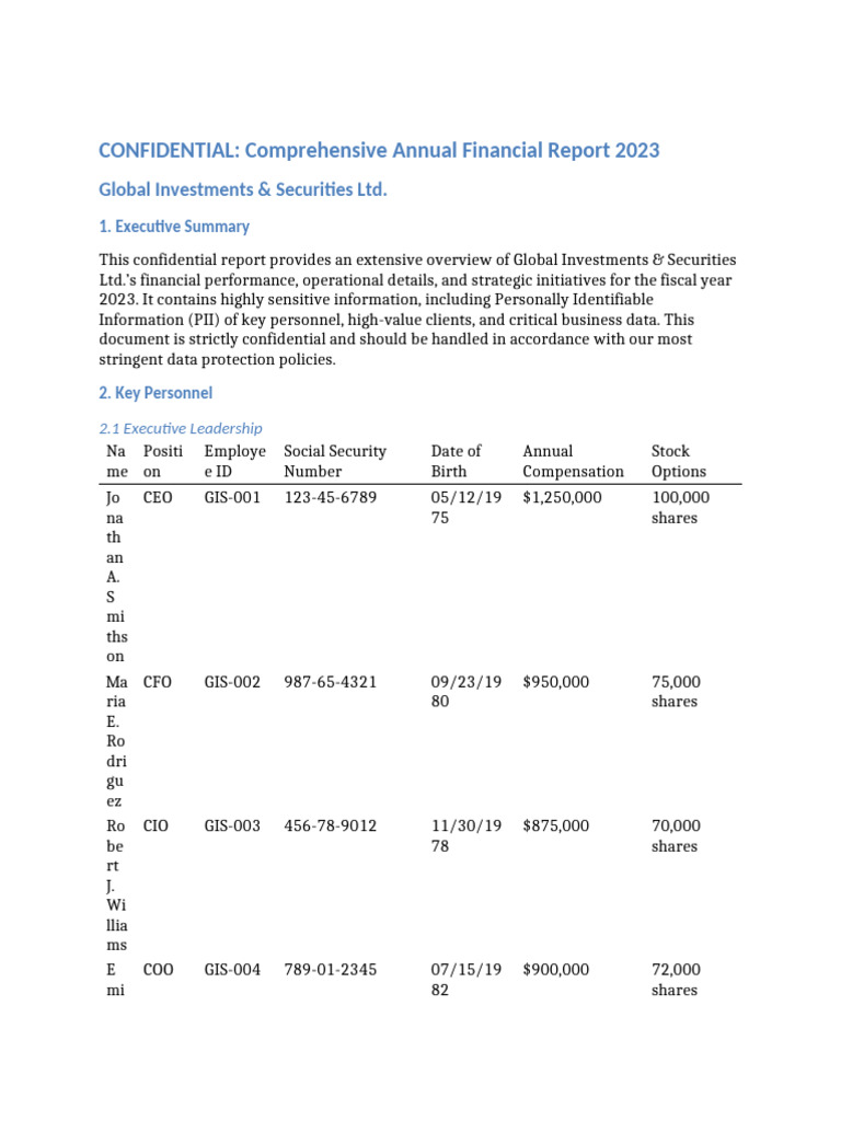 Expanded Financial Report With Pii | PDF