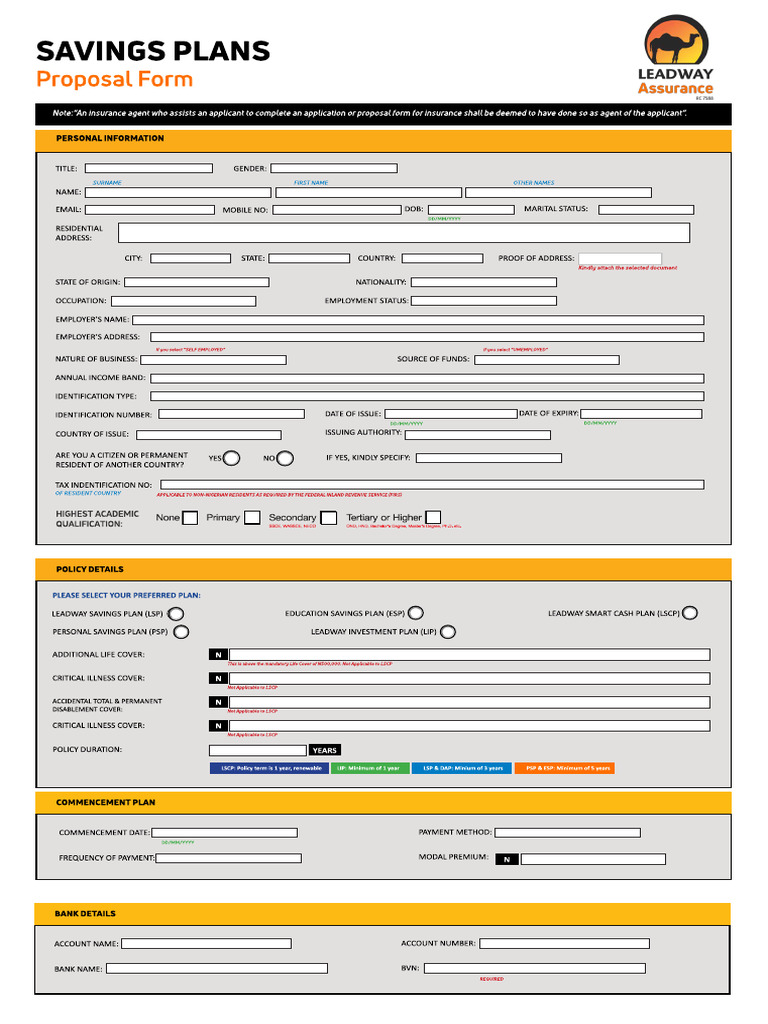 Savings Proposal Form Digitised March 2023 | PDF