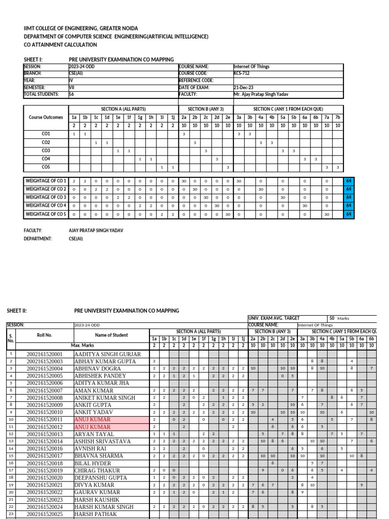 Co-Po 2023-24 Put KCS-712 Iot | PDF