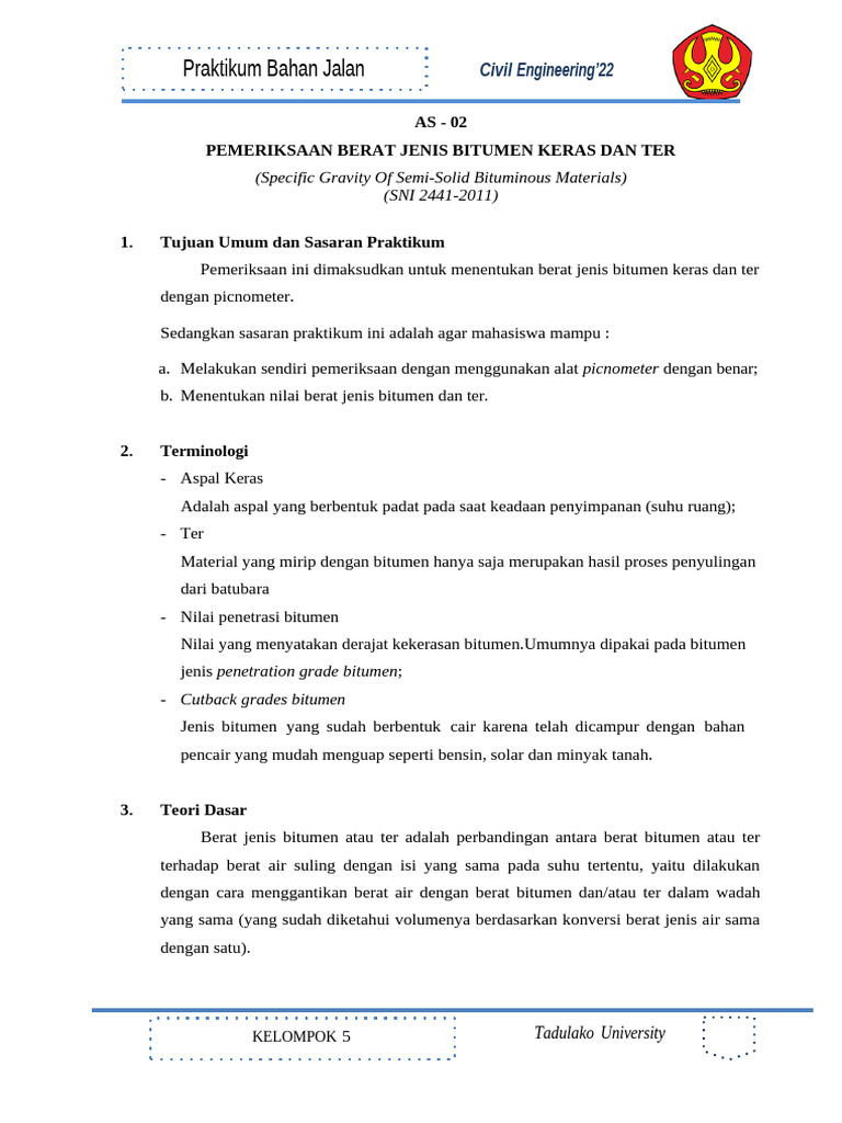 Modul As - 02 Berat Jenis Aspal | PDF