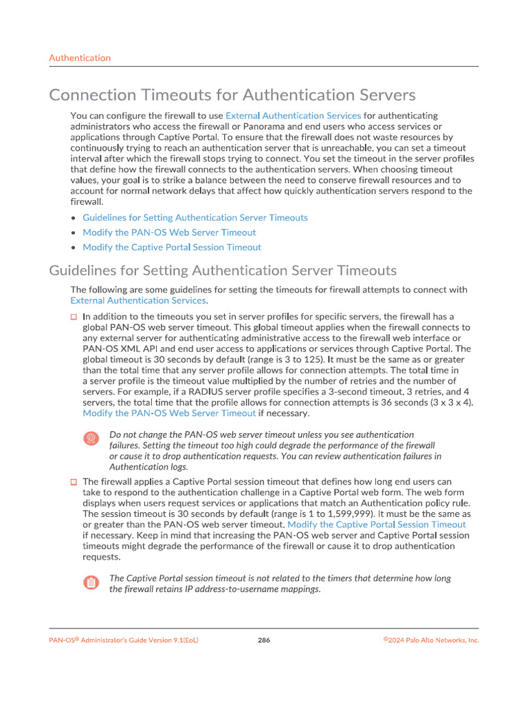 Palo Alto Firewall-Connection Timeouts For Authentication Servers | PDF