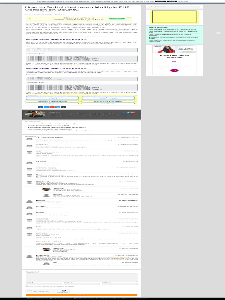 How To Switch Between Multiple PHP Version On Ubuntu - TecAdmin | PDF