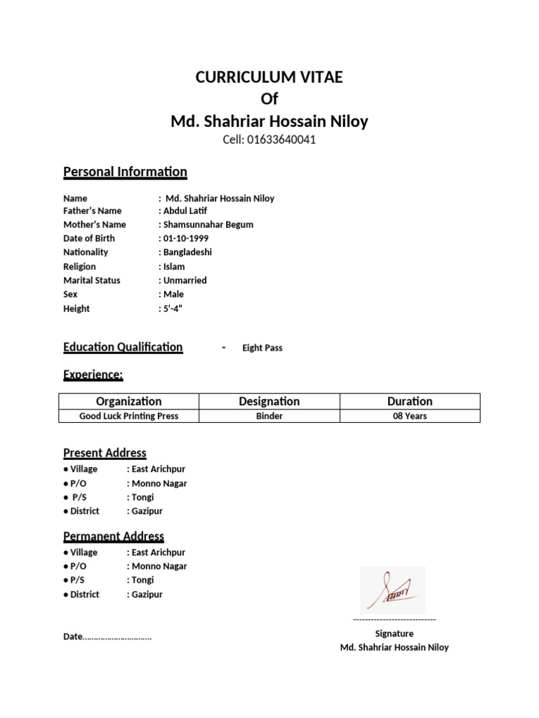 Niloy CV | PDF