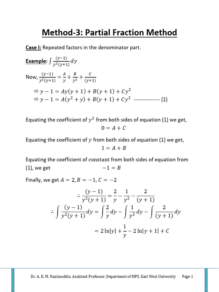 Document (Partial Fraction Method) | PDF