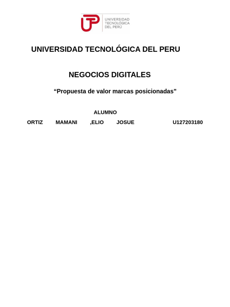 Propuesta de Valor Marcas Posicionadas | PDF