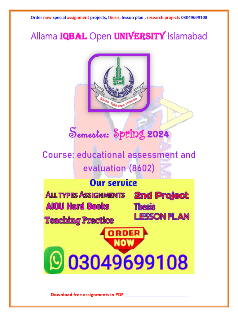 8602.1 Educational Assessment and Evaluation (8602) | PDF