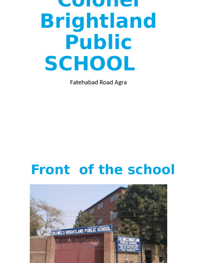 Colonel Brightland Public School | PDF