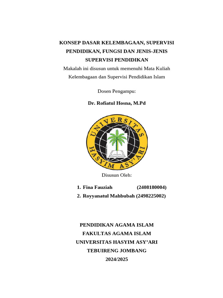 Supervisi & Kelembagaan (Konsep Dasar Supervisi) | PDF