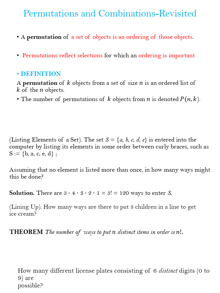 Generalized Permutations and Combinations | PDF