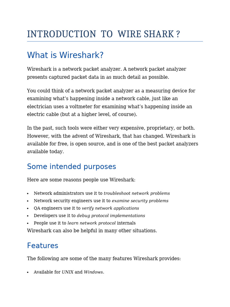 Introduction To Wire Shark | PDF | Computer Network | Computers