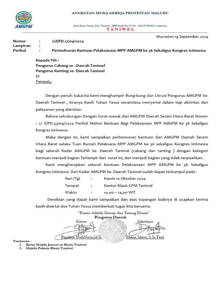 Surat Bantuan MPP AMGPM Ke 36 Test GBU..... | PDF