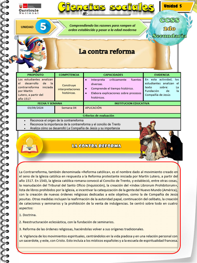 Ficha de Actividad CCSS 2°-Semana 4 Uni 5 Luilly | PDF