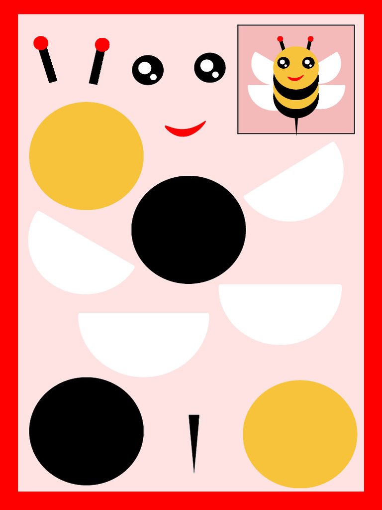 Lembar Kerja Prasekolah Menggunting Menempel Lebah Merah Sederhana | PDF