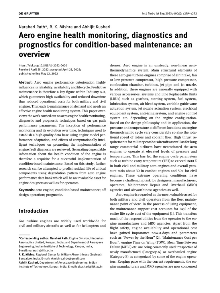Aero Engine Health Monitoring, Diagnostics and Prognostics For ...