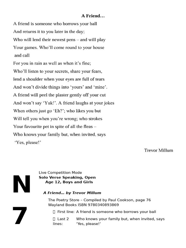 Open Poems N7-N13 2425 Speech Festival | PDF