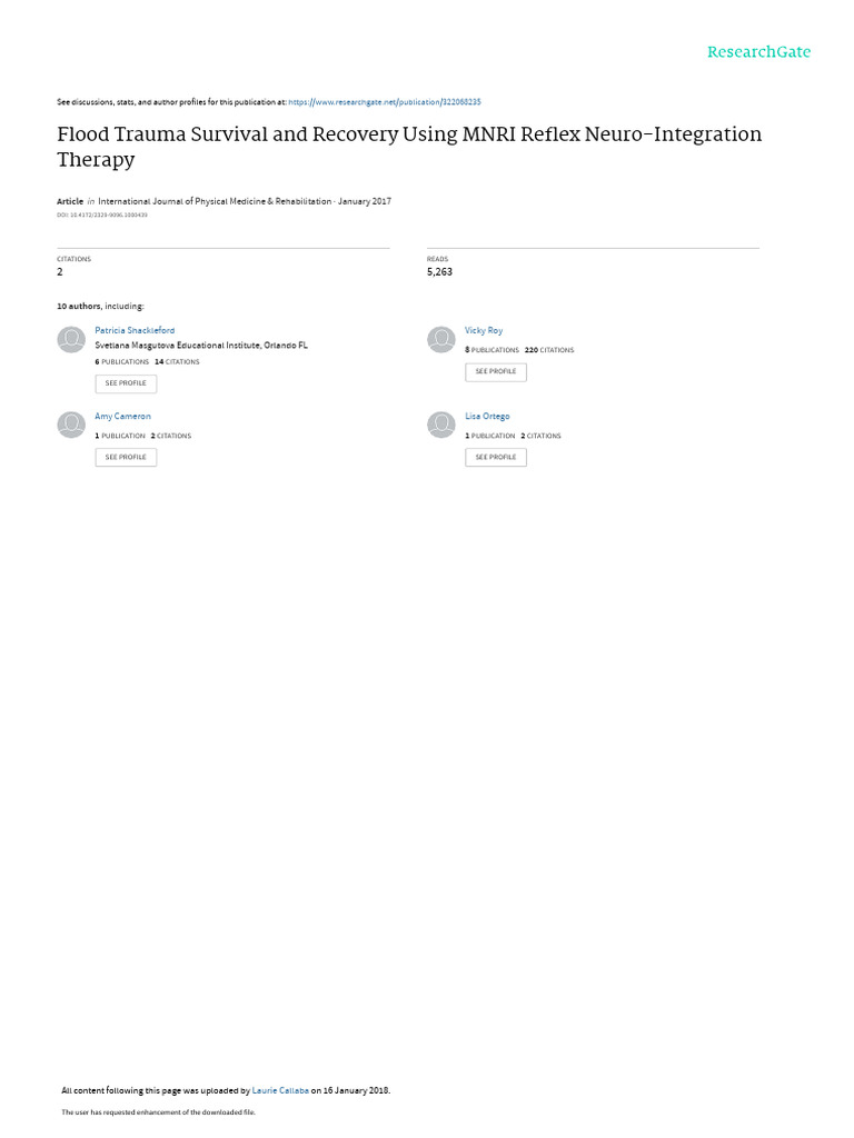 Flood Trauma Survival and Recovery Using MNRI Reflex Neuro ...