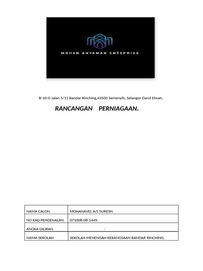 Mohan Perniagaan Kerja Kursus 1 | PDF