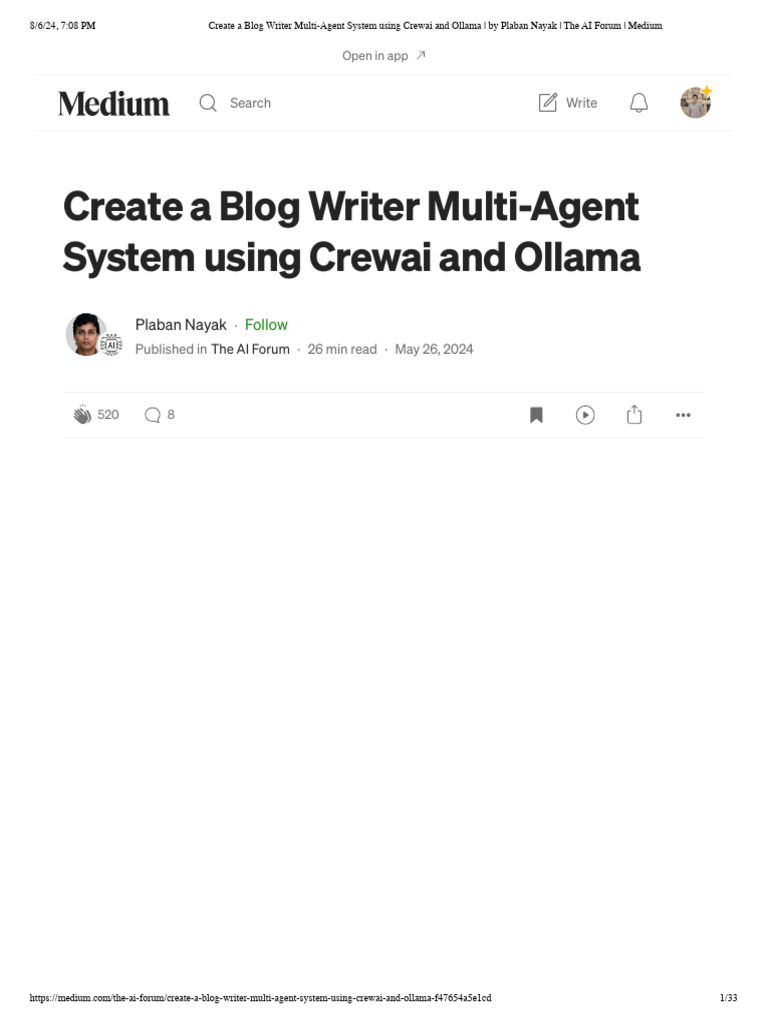 Create A Blog Writer Multi-Agent System Using Crewai and Ollama - by ...