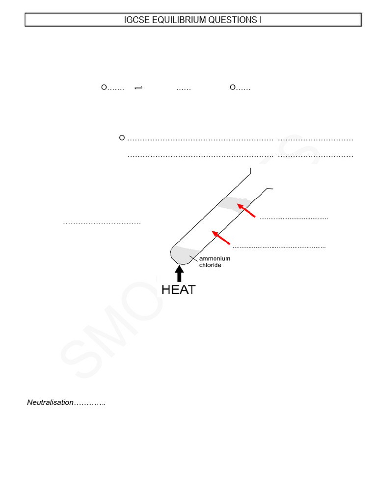 IGCSE Equilibrium Questions 1 | PDF | Chemical Equilibrium | Chemical ...