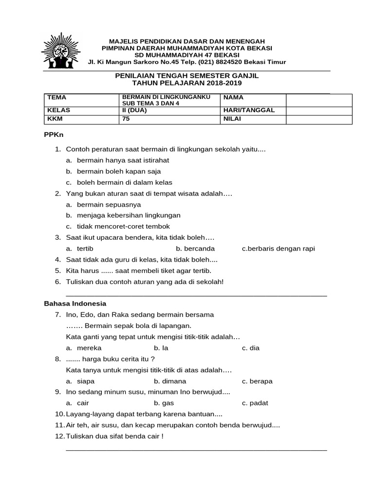 SOAL UTS TEMA 2 NASKAH 2 | PDF