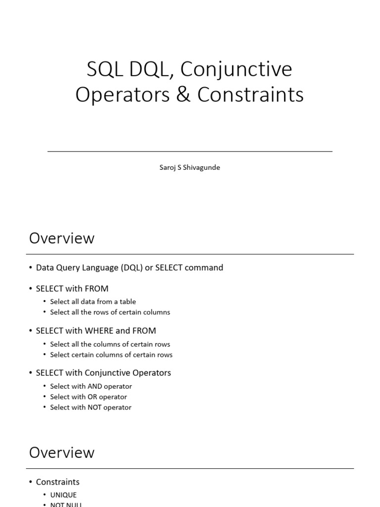 3.7. SQL DQL Conjunctive Operators Constraints | PDF