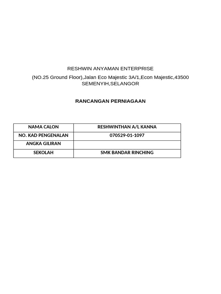 Kerja Khusus Perniagaan Faiz | PDF