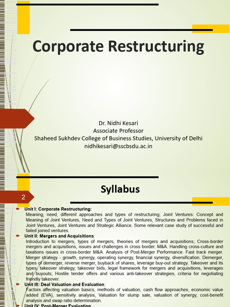 Unit 1 Corporate Restructuring | PDF
