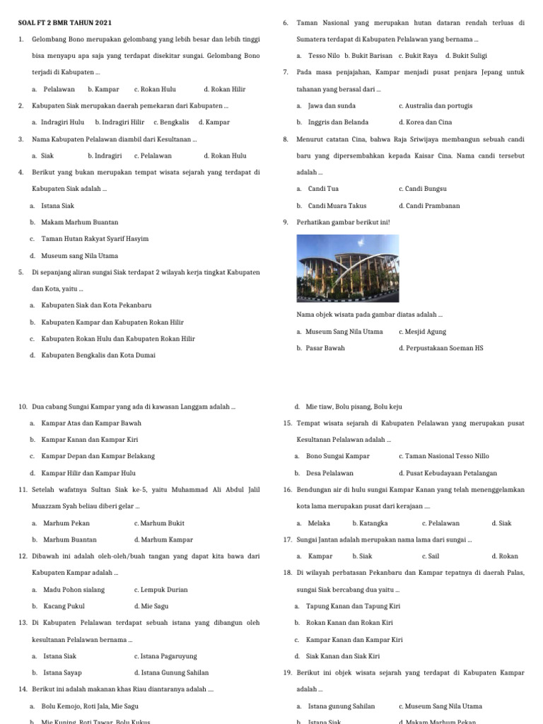 TH 2021 Soal FT 2 BMR Kelas 6 | PDF