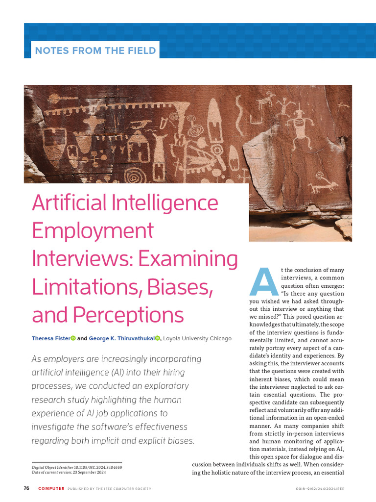 Artificial Intelligence Employment Interviews Examining Limitations Biases and Perceptions | PDF