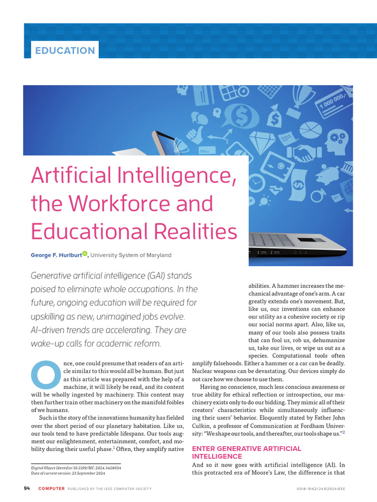 Artificial Intelligence The Workforce and Educational Realities | PDF
