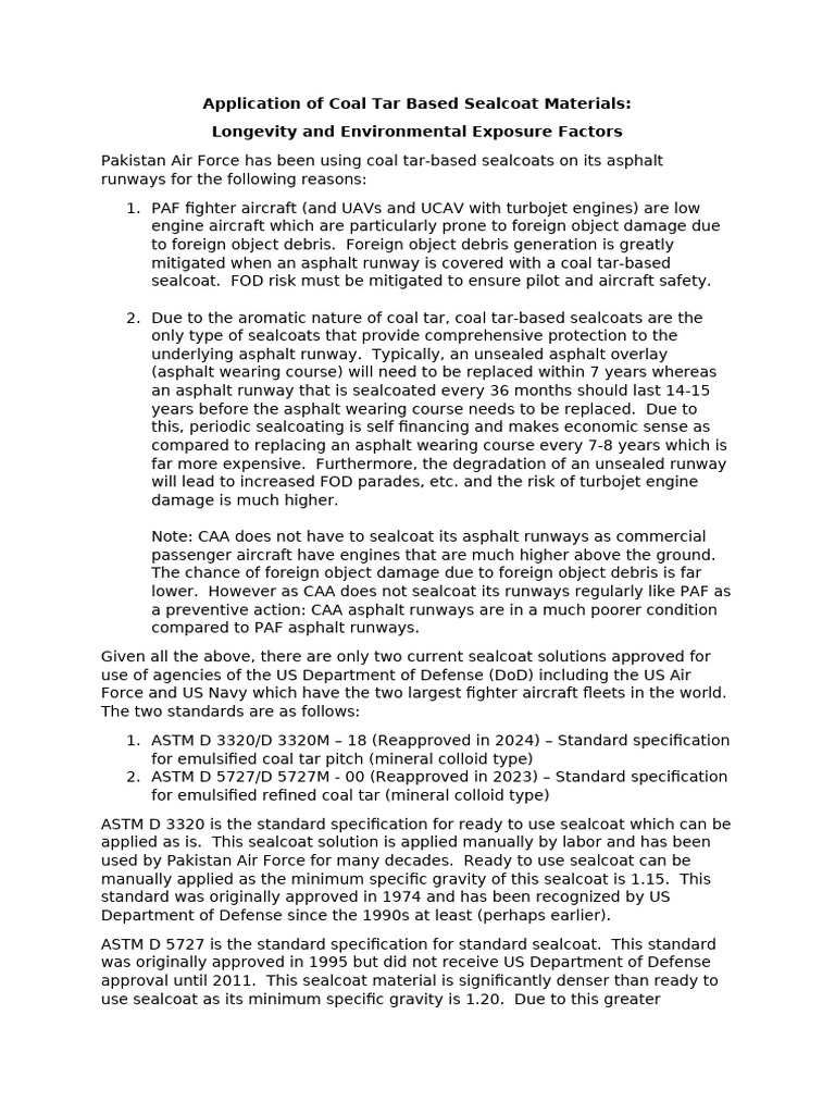 Application of Coal Tar Based Sealcoat Materials | PDF