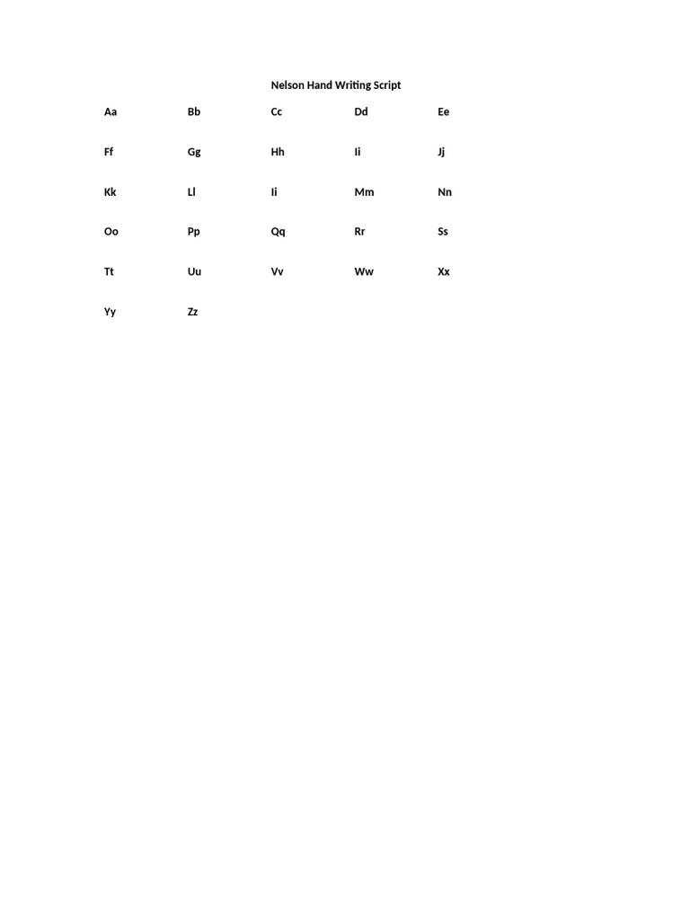 Nelson Hand Writing Script | PDF