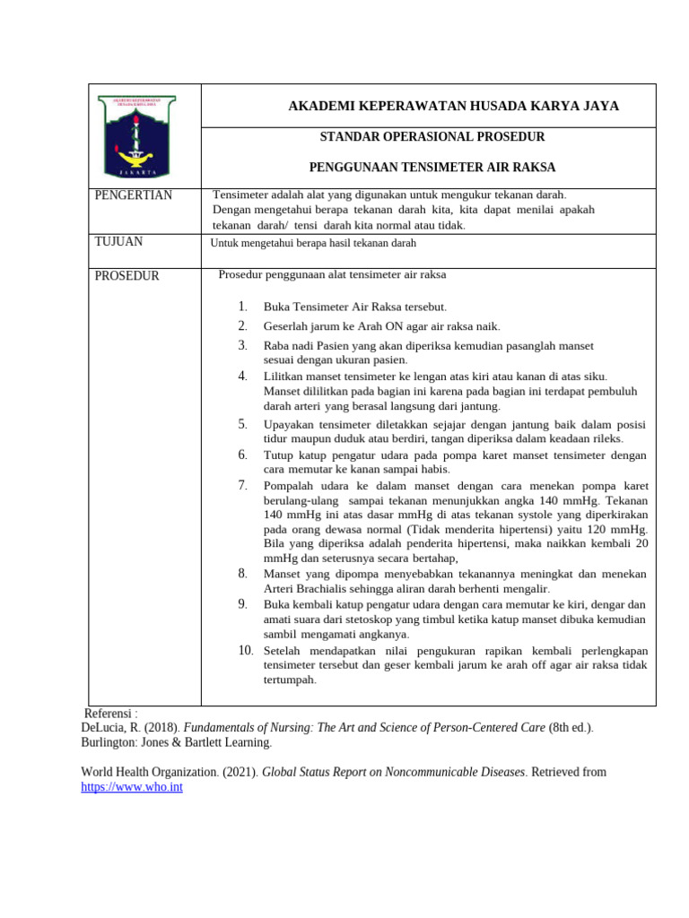 SOP PENGGUNAAN ALAT TENSI AIR RAKSA | PDF