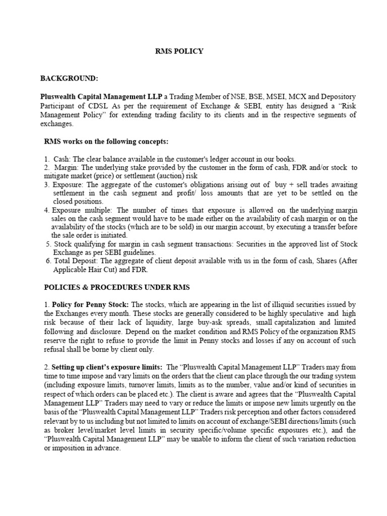 RMS Policy | PDF | Margin (Finance) | Stocks