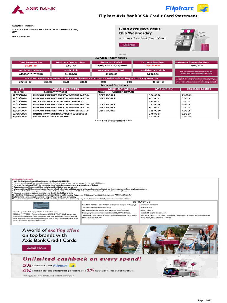 Credit Card Statement - Unlocked | PDF