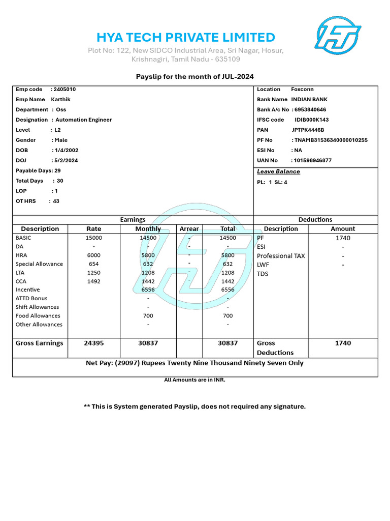 Hya Tech Private Limited: Plot No: 122, New SIDCO Industrial Area, Sri ...