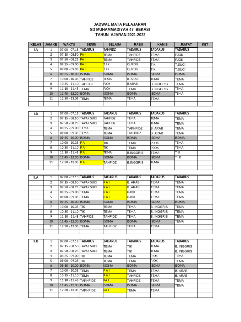 (Jadwal Ngajar) Pake Yang Ini Prin Per Sheetnya | PDF