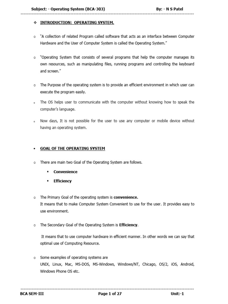 BCA 303-OS Unit-I | PDF
