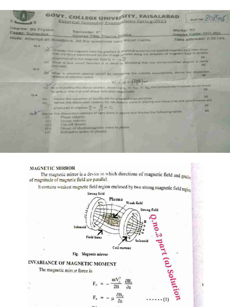 Plasma Physics Paper Solution by Waseem Qasmi | PDF