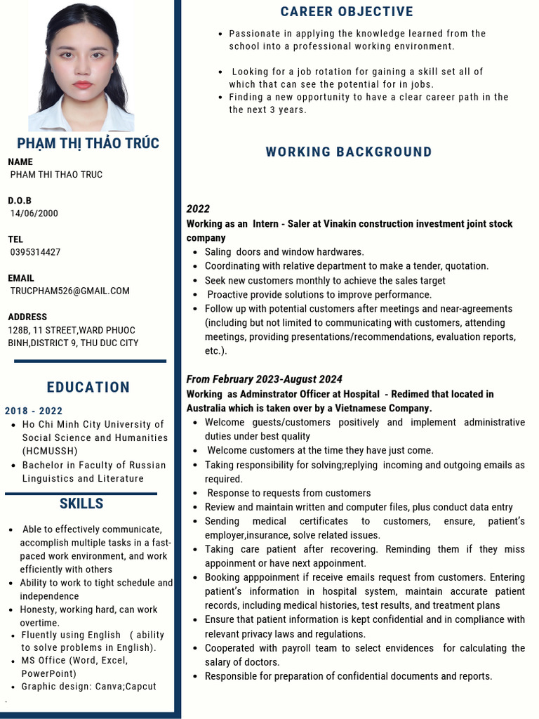 CV Pham Thi Thao Truc | PDF