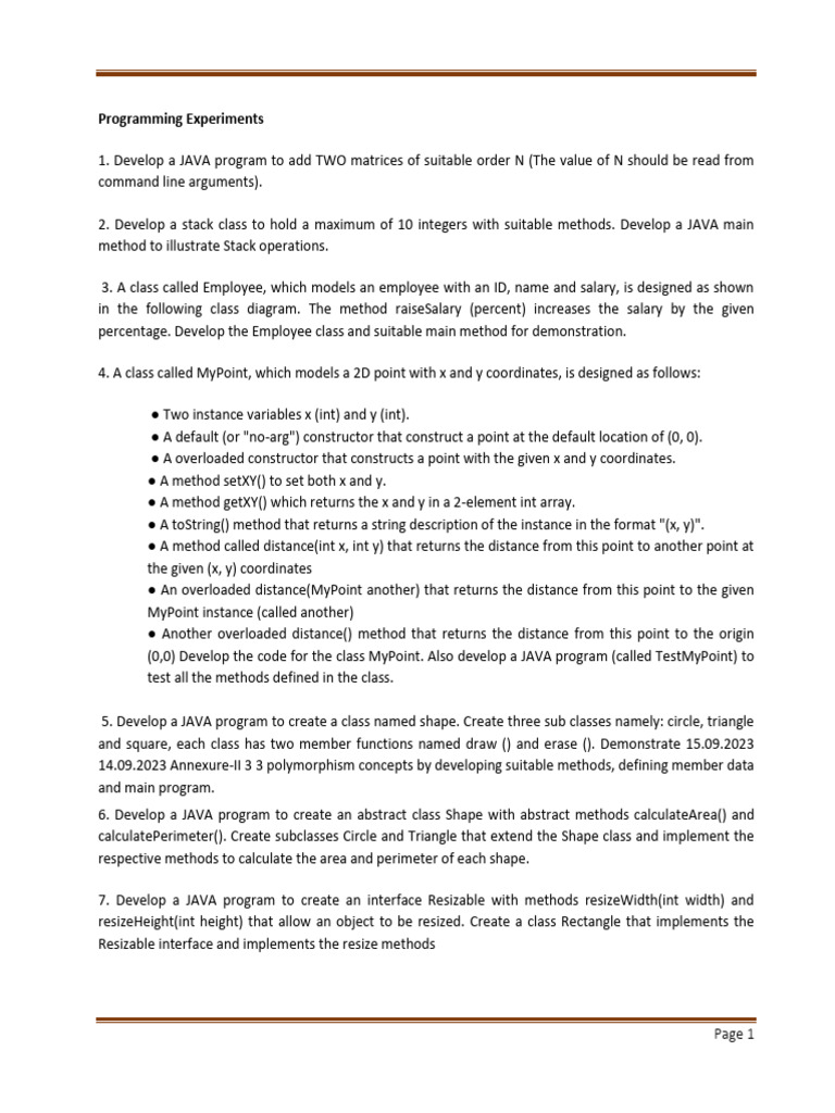 Oops With Java Manual | PDF