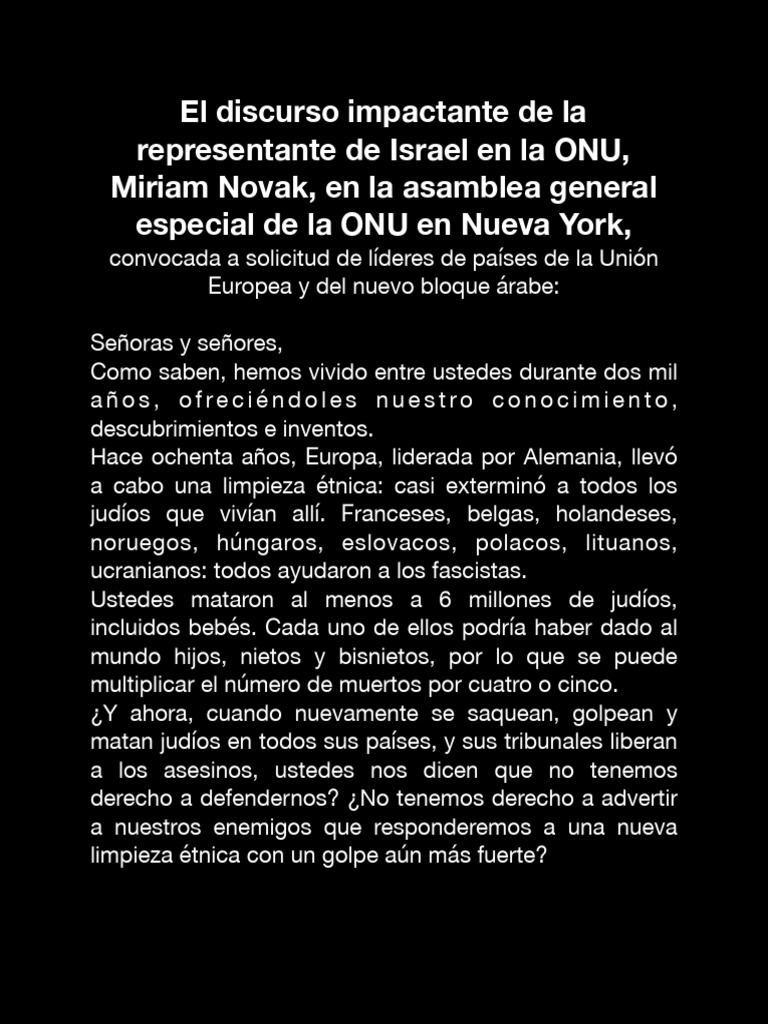 El Discurso Impactante de La Representante de Israel en La ONU, Miriam ...