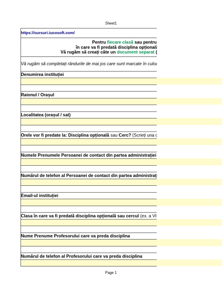 ModelDocument Clasa DisciplinaOptionala | PDF
