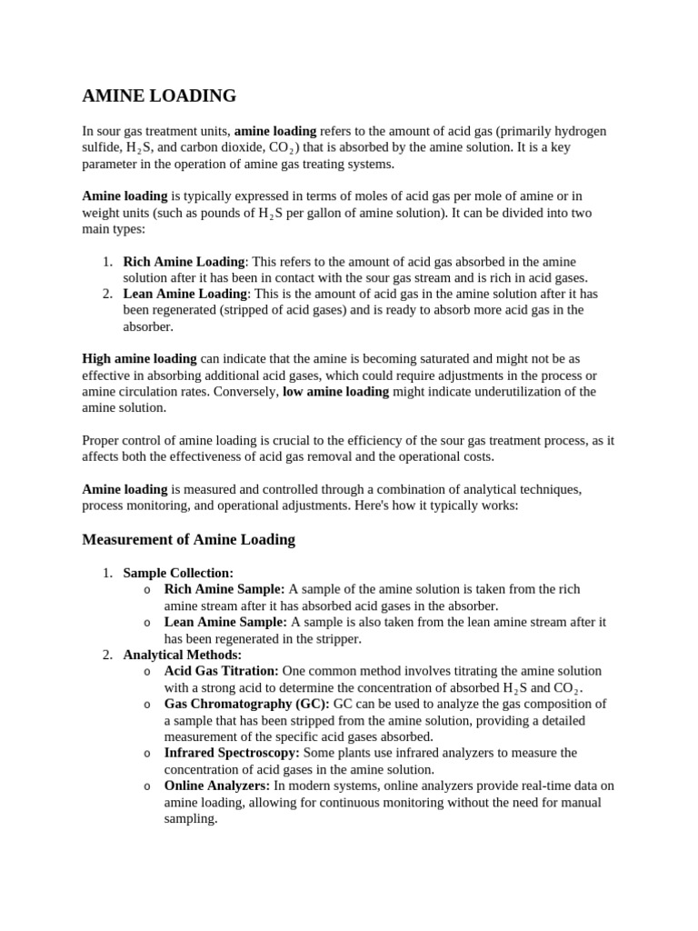 Optimizing Amine Loading in Gas Treatment | PDF | Chemistry | Gases