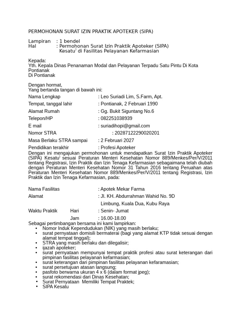 SIPA Di Fasyanfar Apotek | PDF