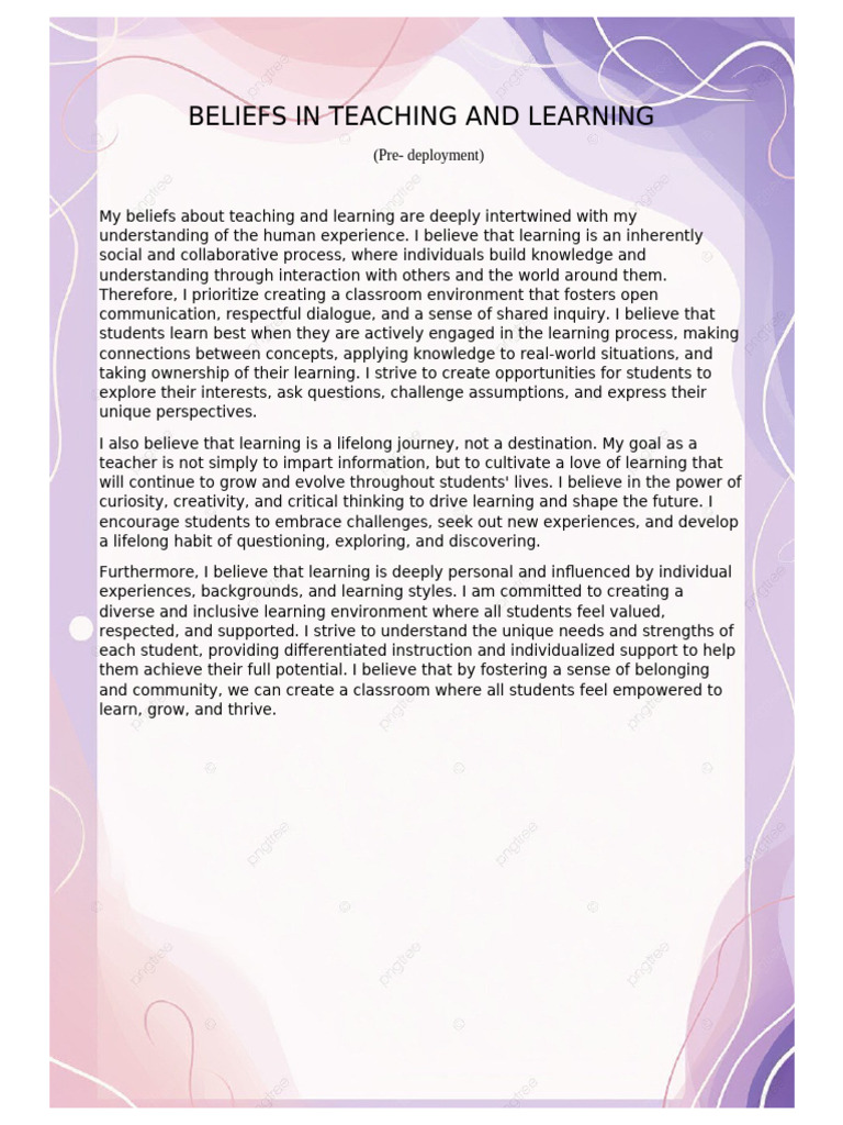 Beliefs in Teaching and Learning | PDF