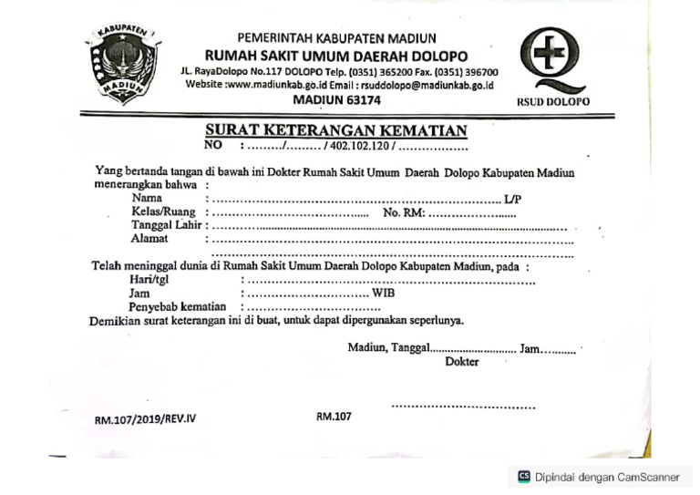 Form Surat Kematian | PDF